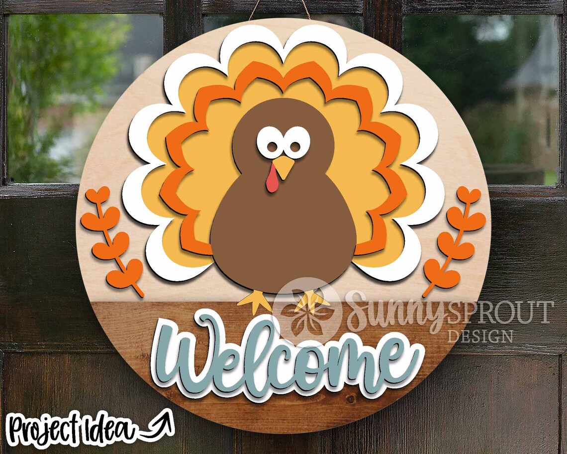Turkey Welcome Sign Digital Download Round Door Hanger Svg - Etsy