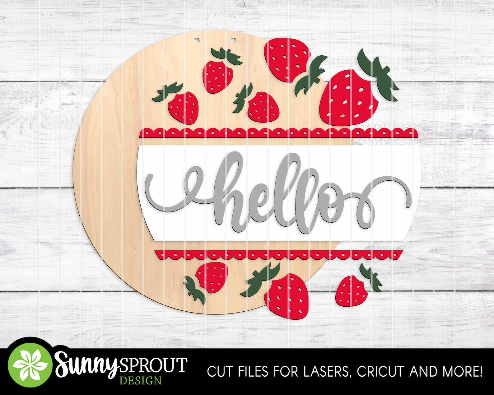 Hello Strawberry Sign, Digital Download, SVG Laser Cut File, Summer ...