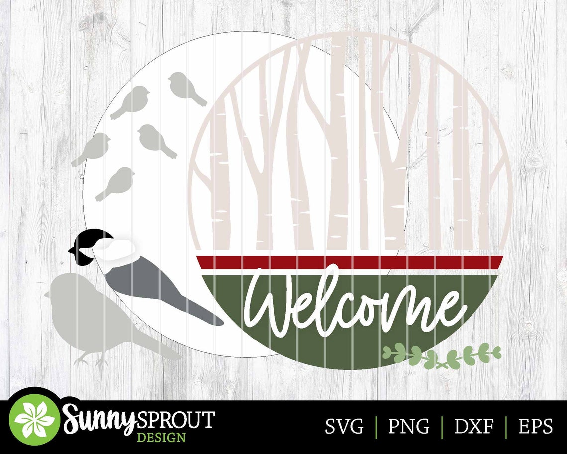 Birch Trees and Birds Welcome Sign DIGITAL Download Round - Etsy