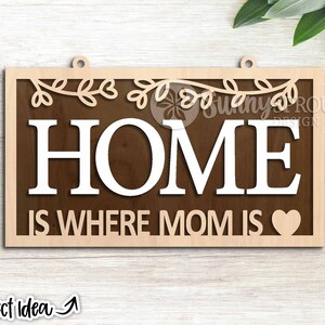 Home is Where Mom is Sign, Digital Download, Door Hanger Svg, Glowforge ...