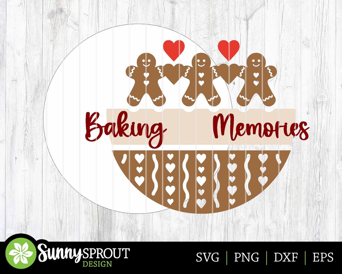 Baking Memories Cookie Sign, DIGITAL Download, Round Door Hanger Svg ...