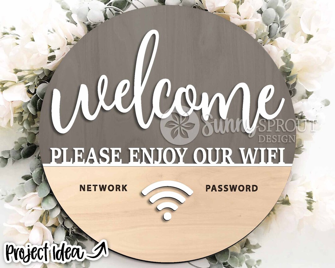 Welcome Wifi Password Sign, Digital Download, Round Door Hanger Svg ...
