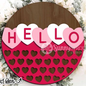 Hello Conversation Hearts Sign, Digital Download, Round Door Hanger Svg ...