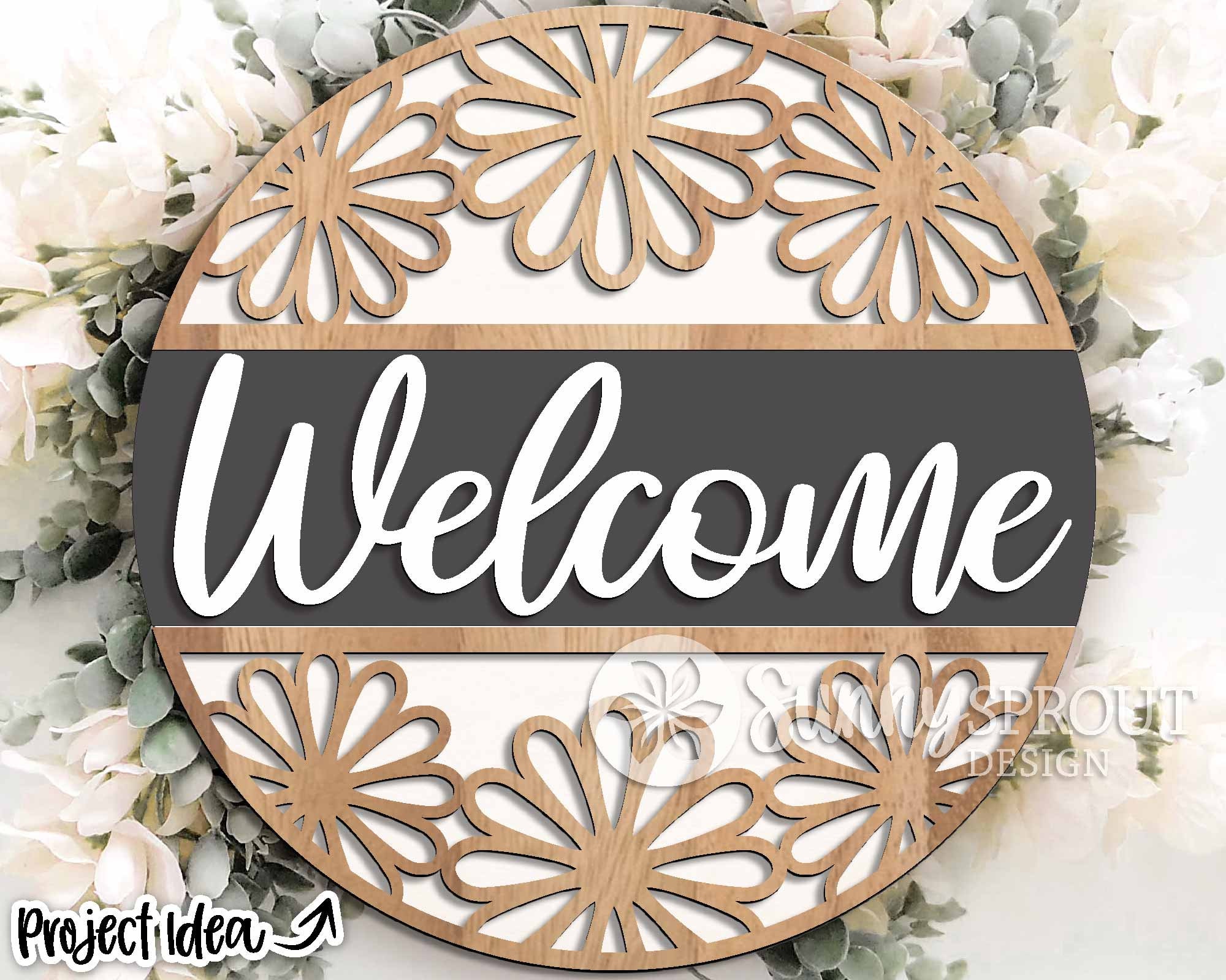 Welcome Daisy Sign Digital Download Round Door Hanger Svg - Etsy Canada