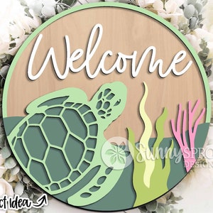 Welcome Sea Turtle Sign, Digital Download, SVG Laser Cut File, Cricut ...