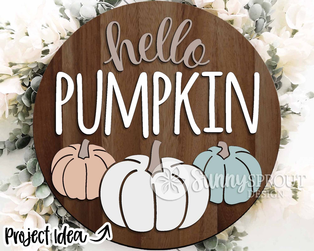 Hello Pumpkin Three Pumpkin Sign, Digital Download, Round Door Hanger ...