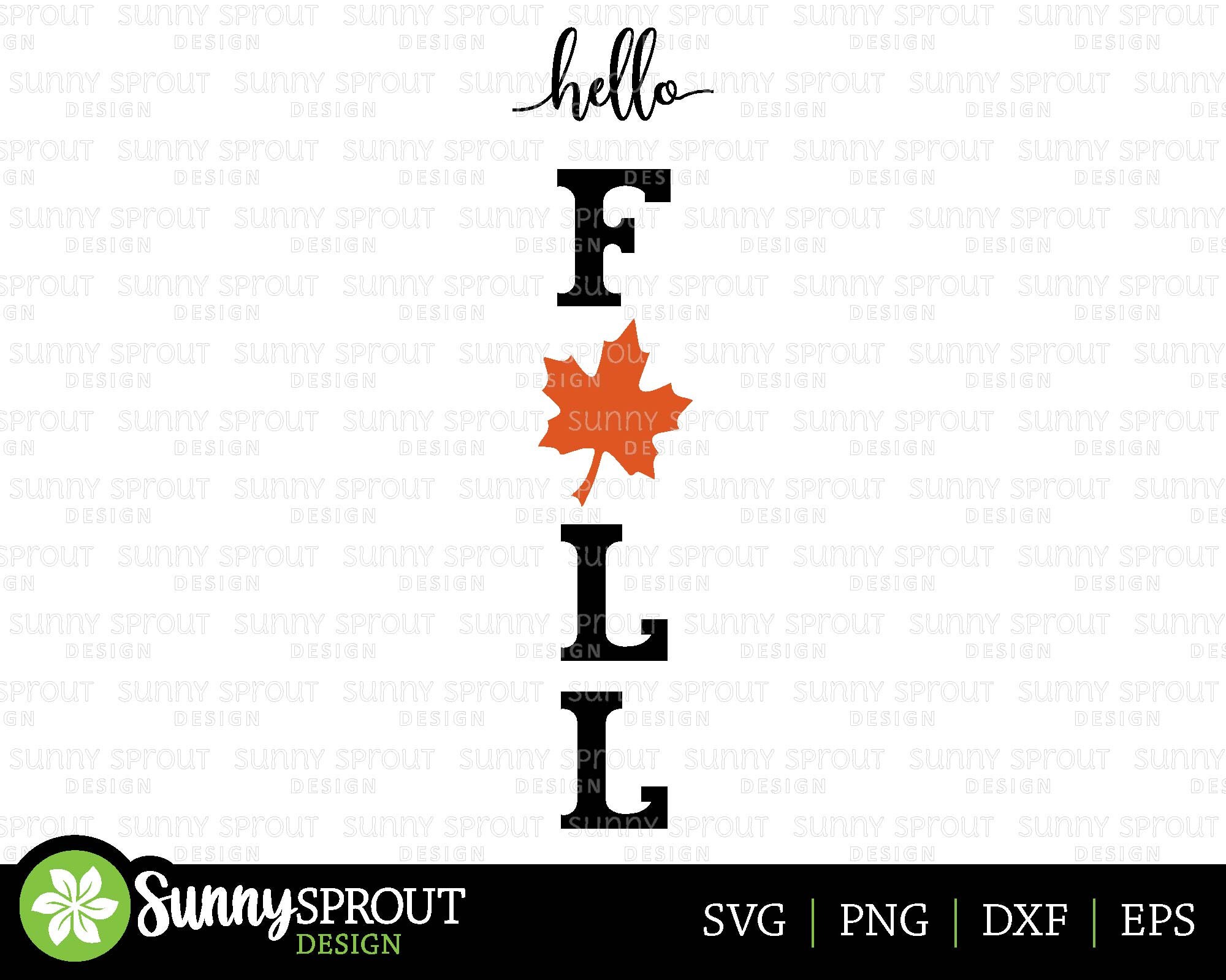 Hello Fall Leaf Porch Sign; Digital Download | Print File, Cricut ...