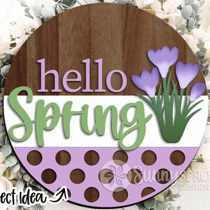 Hello Spring Crocus Flower Sign, Digital Download, SVG Laser Cut File ...