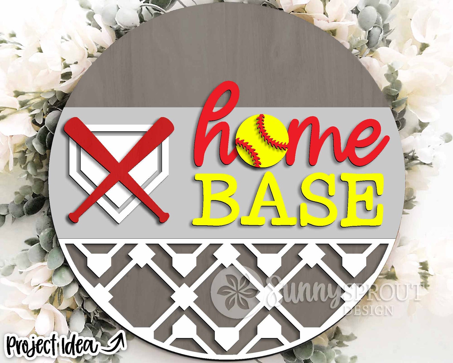 Home Base Baseball Softball Sign, Digital Download, Round Door Hanger ...
