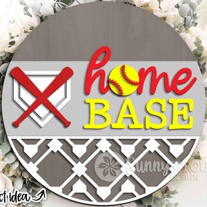 Home Base Baseball Softball Sign, Digital Download, Round Door Hanger ...