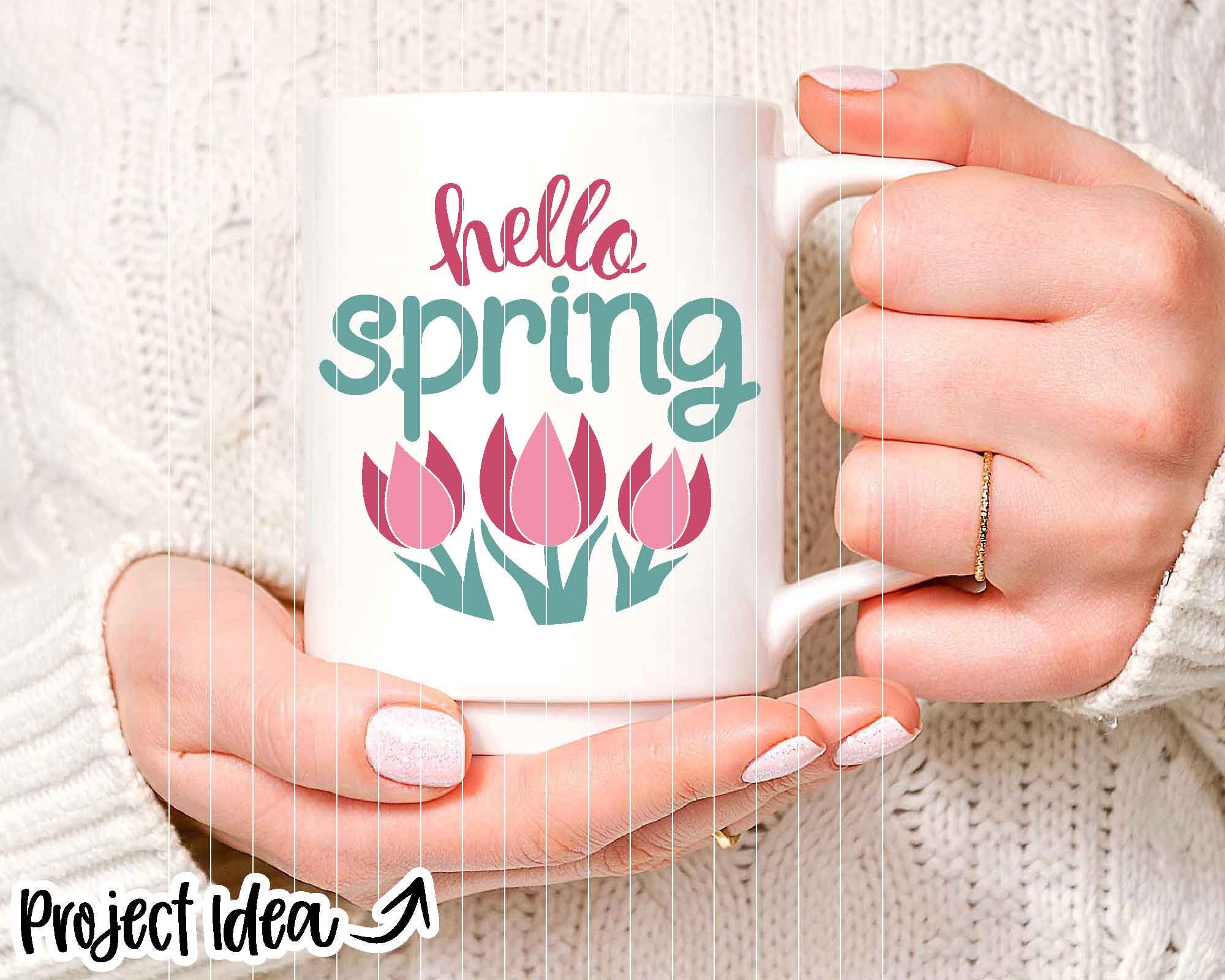 Hello Spring Tulip Svg Round Door Hanger Svg Spring Welcome - Etsy