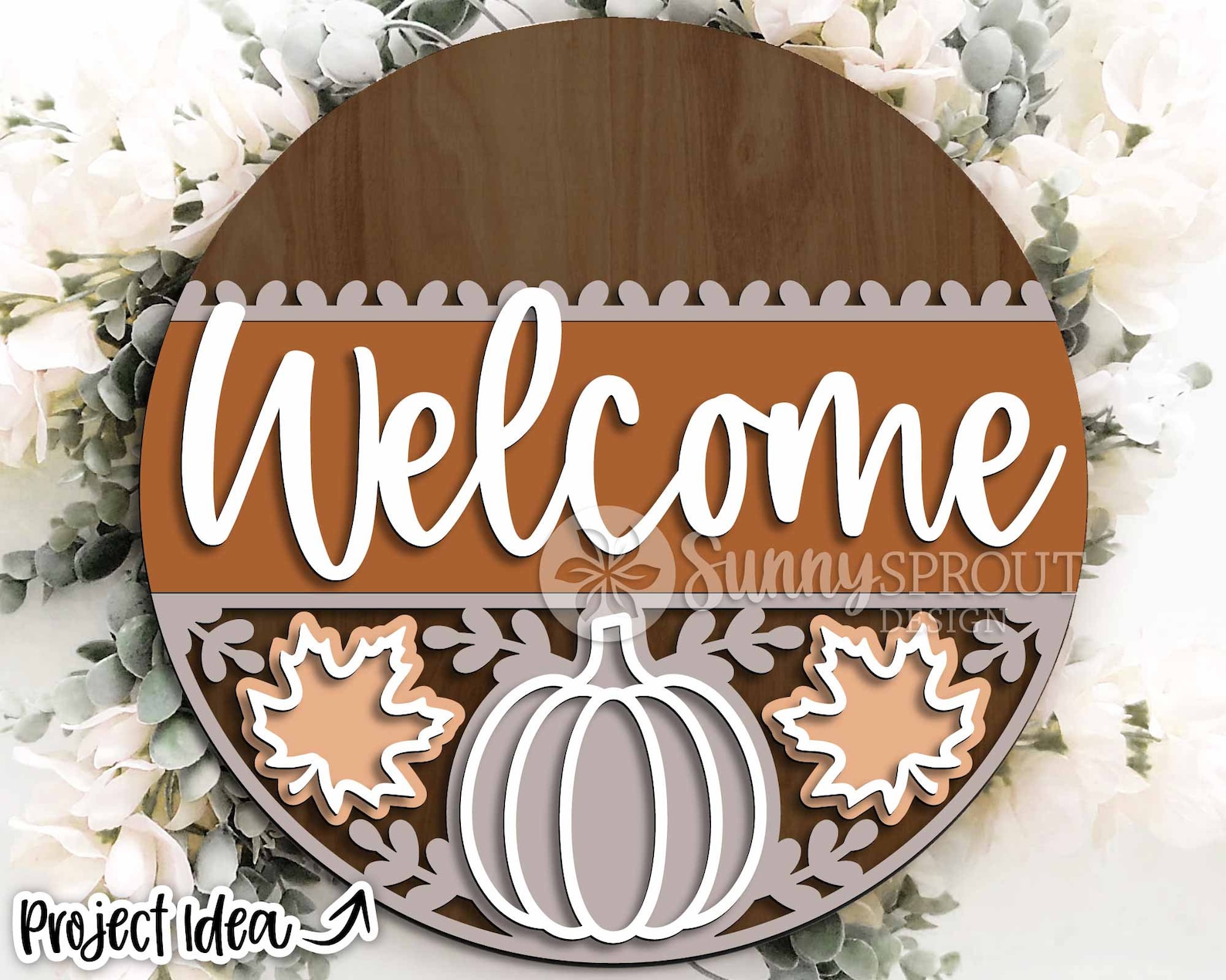 Welcome Pumpkin Leaf Pattern Sign, Digital Download, SVG Laser Cut File ...