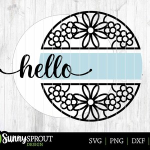 Hello Flower Round Svg Digital Download Round Door Hanger - Etsy Canada