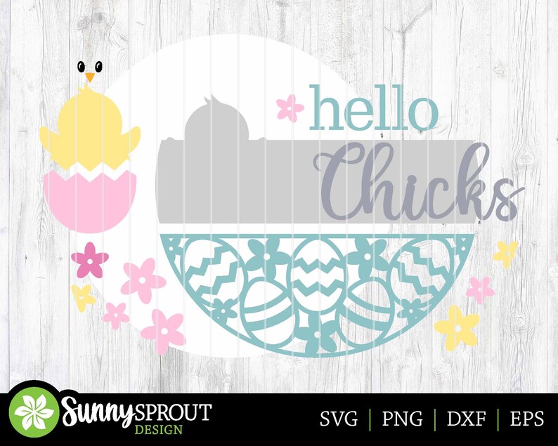 Hello Chicks Easter Egg Sign Digital Download Round Door - Etsy