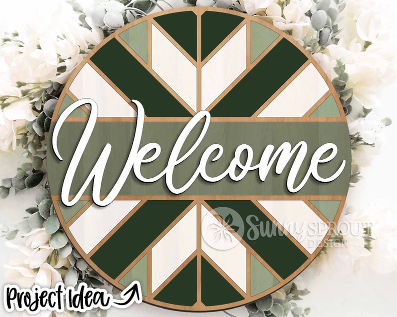 Geometric Welcome Sign Digital Download Round Door Hanger - Etsy