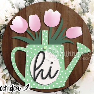 Spring Sign Bundle 1, DIGITAL Download, Round Door Hanger Svg ...