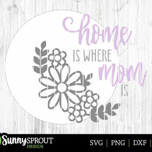 Home is Where Mom is Floral Sign, Digital Download, Round Door Hanger ...