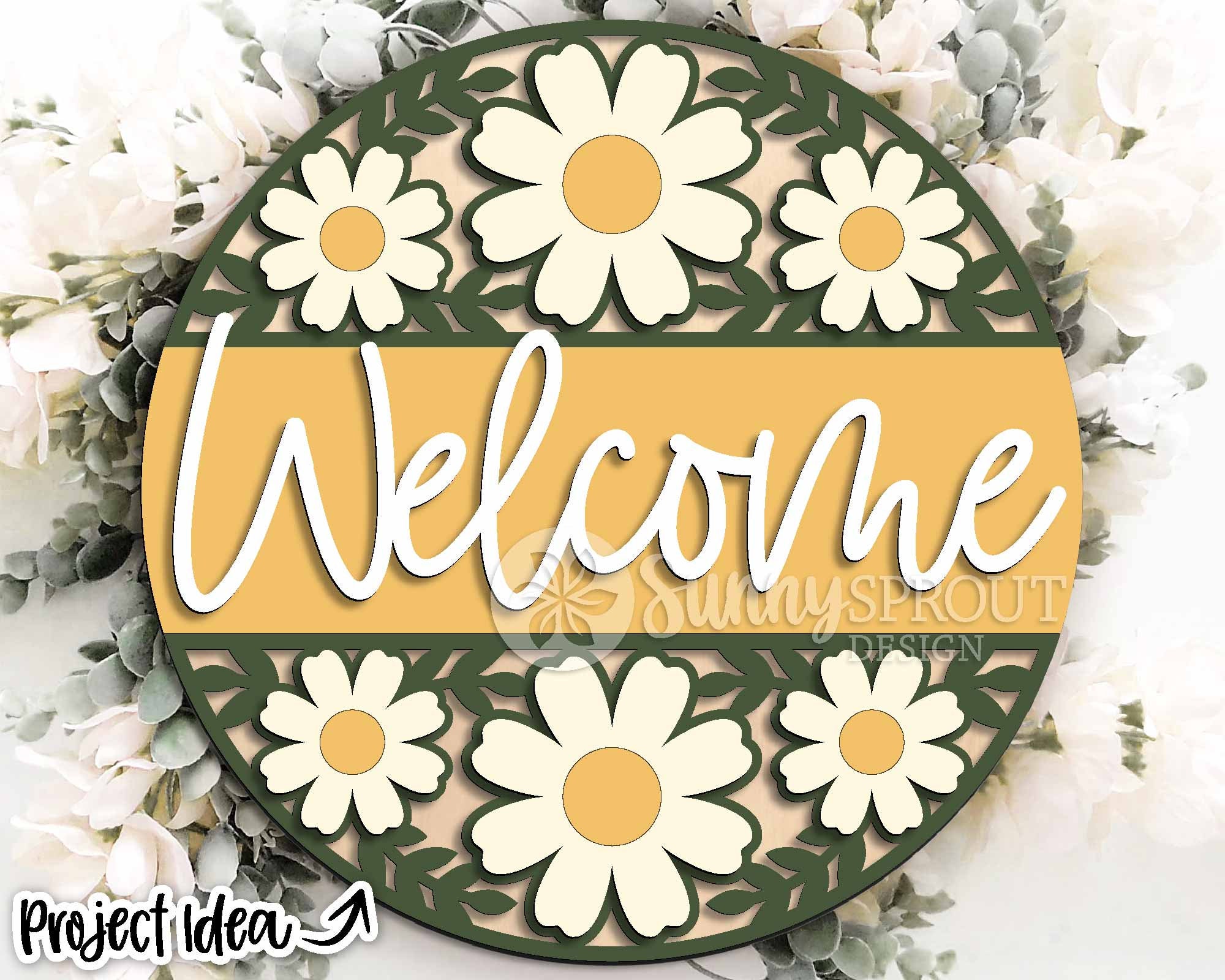 Welcome Flower Pattern Sign, Digital Download, SVG Laser Cut File ...