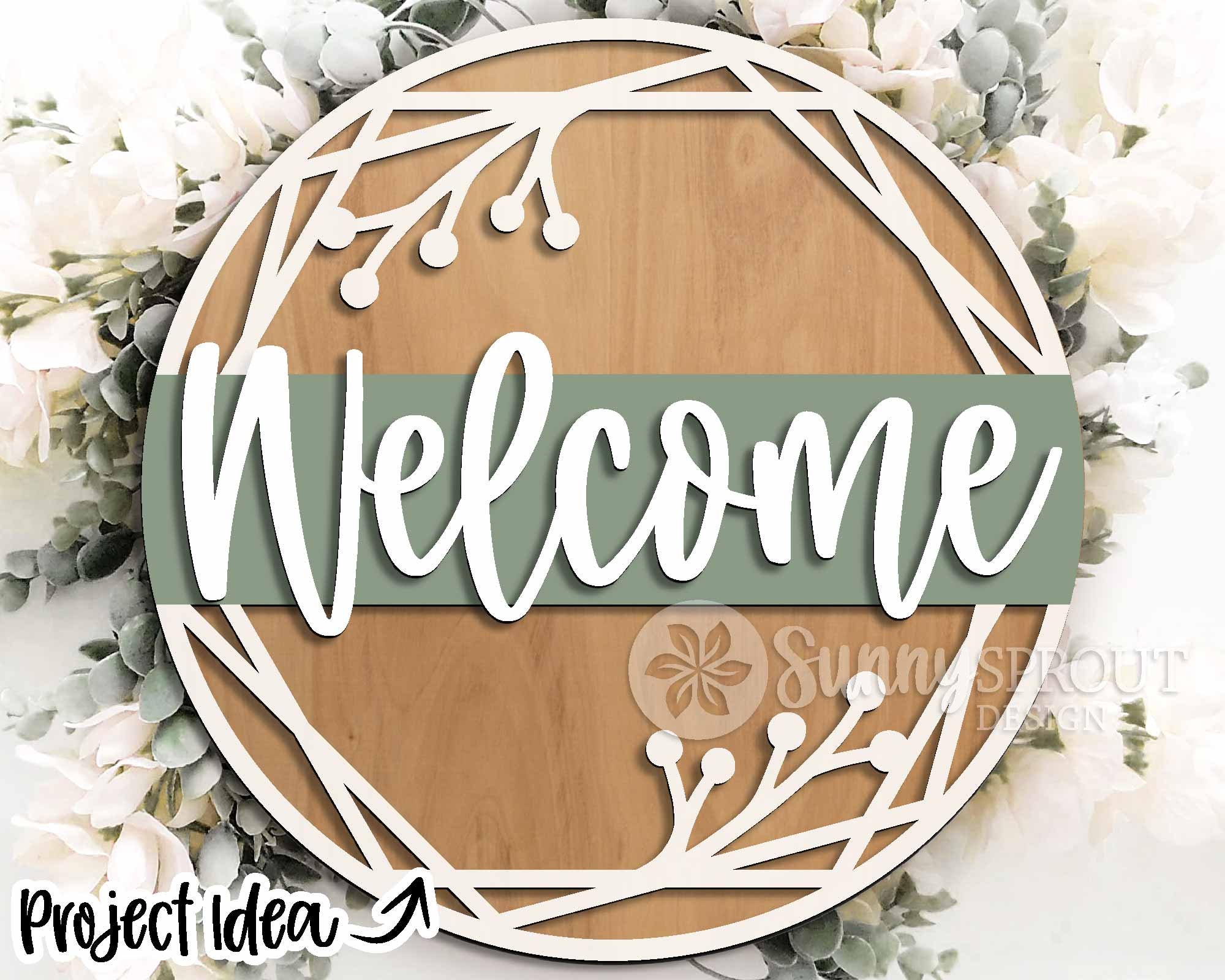 Geometric Laser Sign Bundle, Round Door Hanger Svg, Glowforge Laser ...