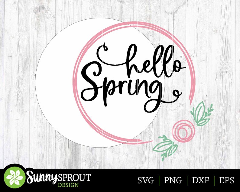 Hello Spring Flower Wreath Sign Round Door Hanger Svg - Etsy