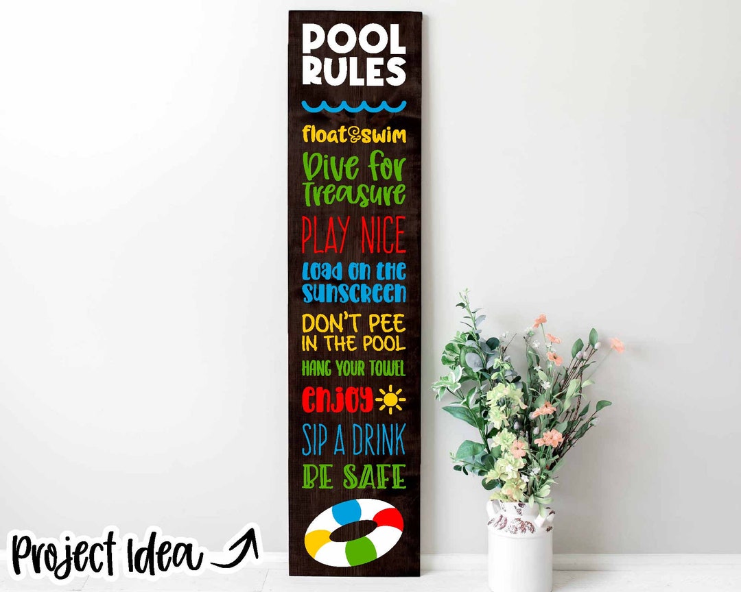 Pool Rules Word Art Sign, Digital Download, Cricut SVG Cut File, Summer ...