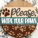Please Wipe Your Paws Sign, Round Door Hanger Svg, Glowforge Laser File ...