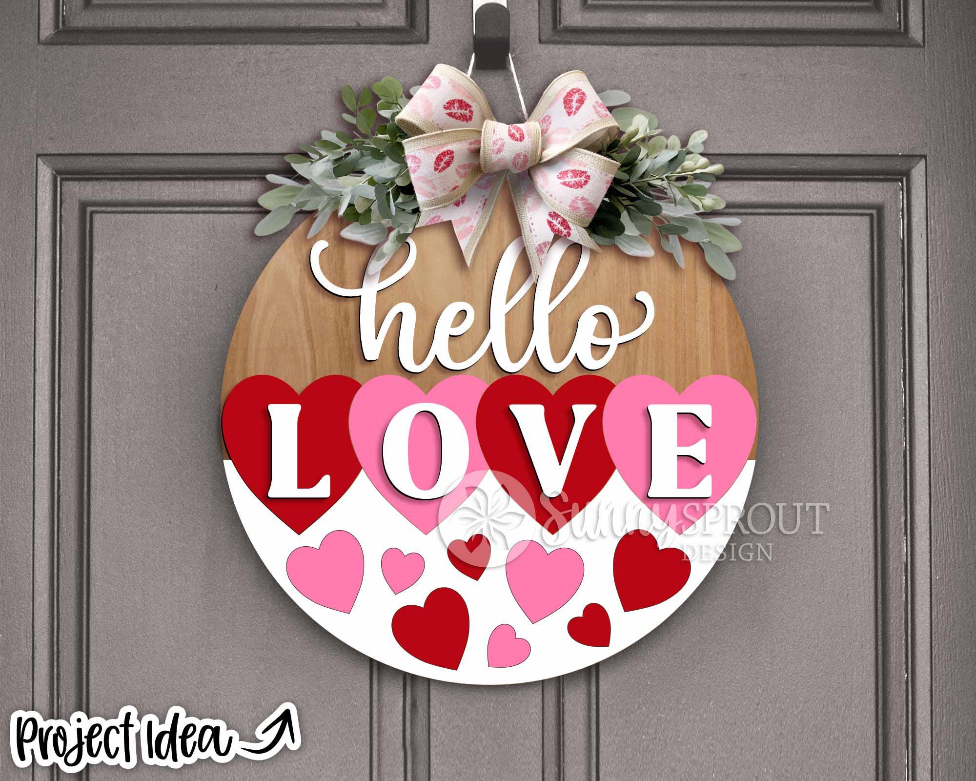 Hello Love Hearts Welcome Sign, Digital Download, SVG Laser Cut File ...