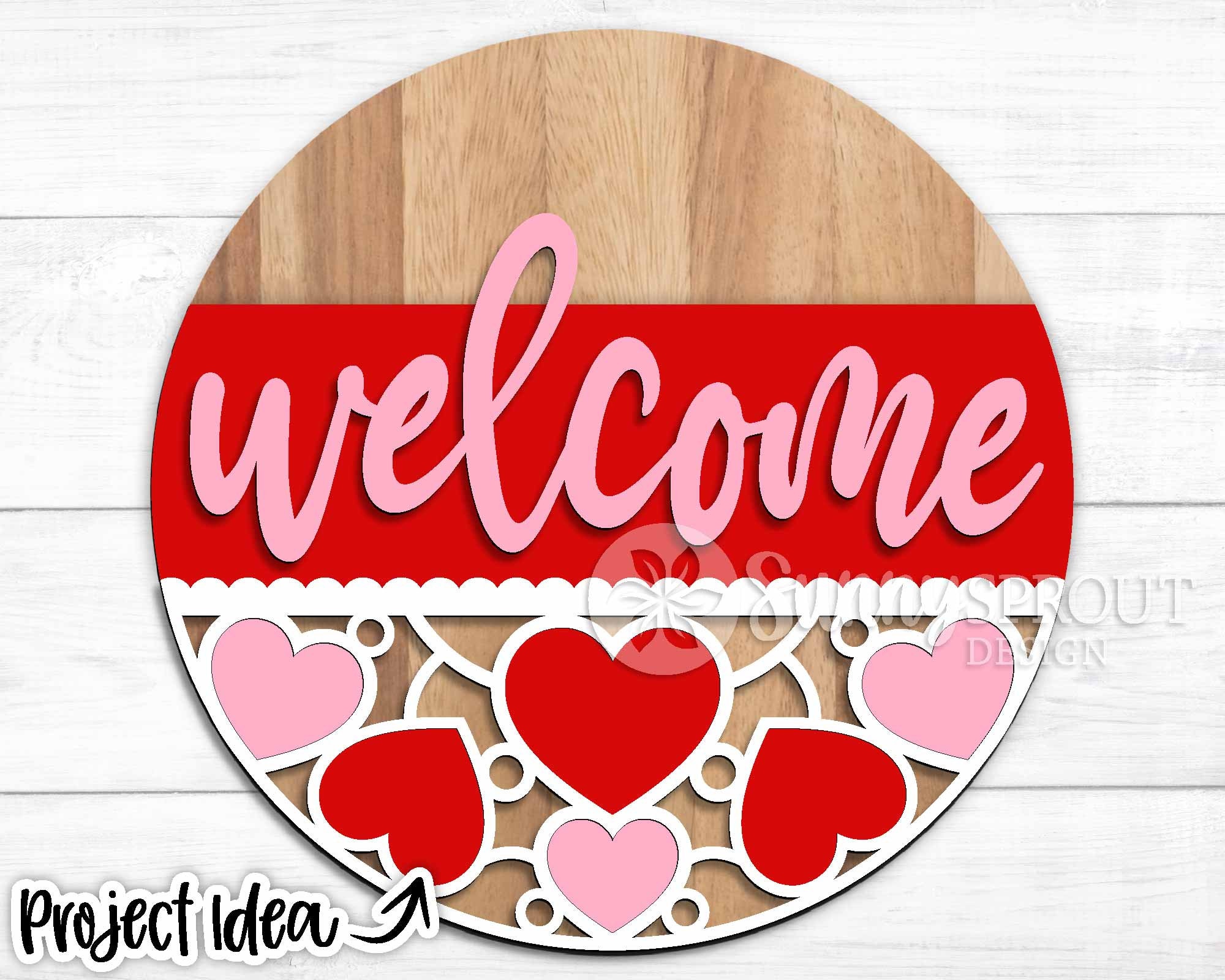 Welcome Heart Pattern Digital Download Round Door Hanger - Etsy