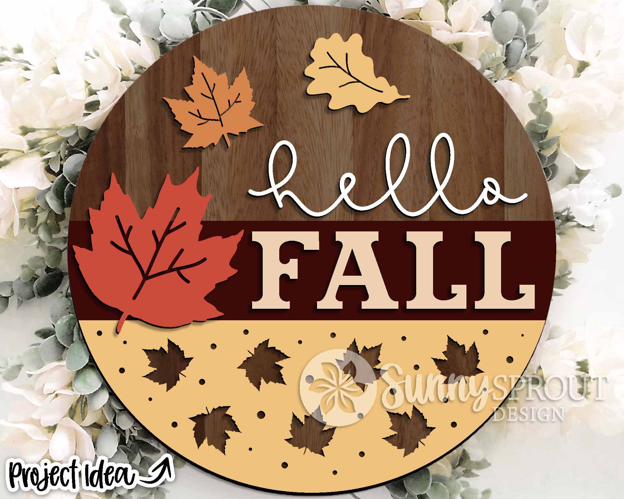 Hello Fall Leaf Sign, Digital Download, SVG Laser Cut File, Cricut ...