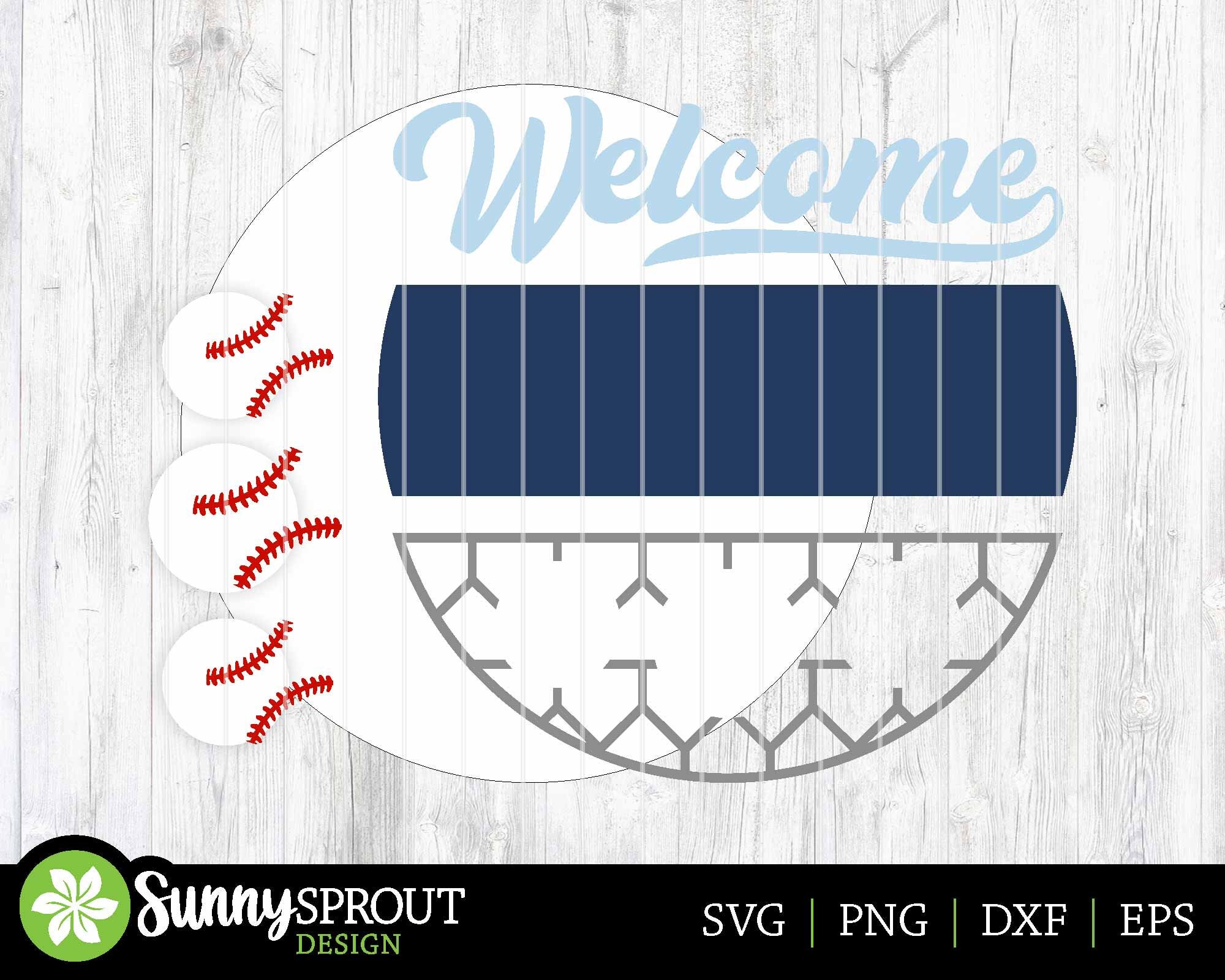 Welcome Baseball Softball Sign, Round Door Hanger Svg, Baseball Sign ...