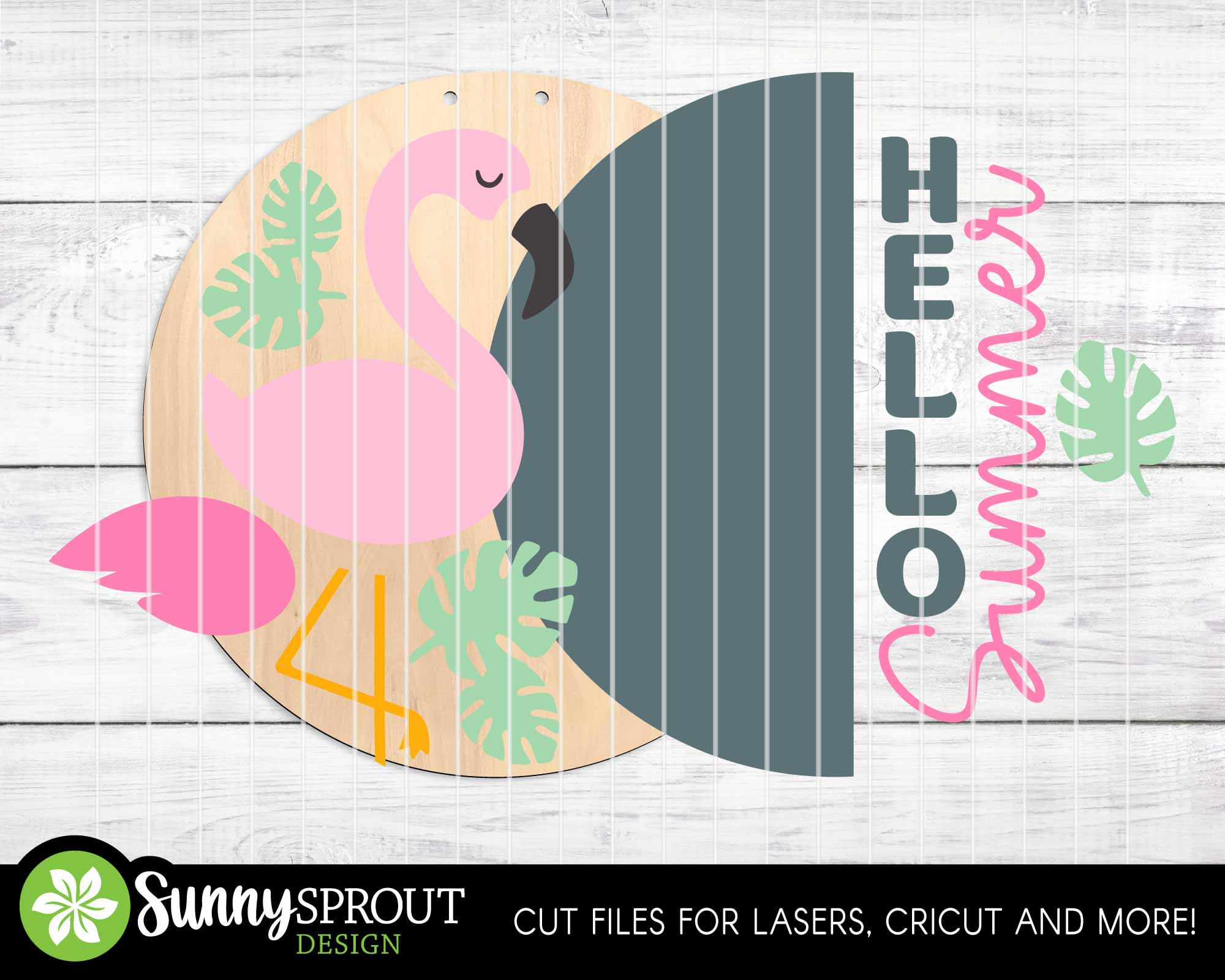 Hello Summer Flamingo Sign, Digital Download, SVG Laser Cut File ...