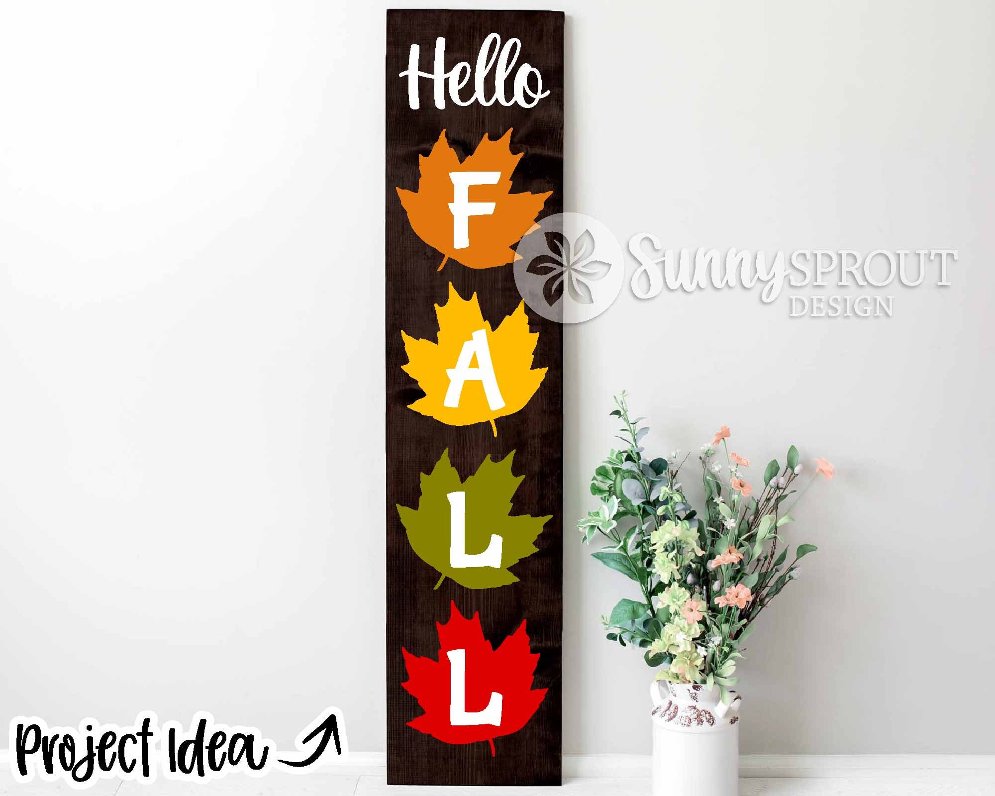 Hello Fall Leaves Vertical Sign DIGITAL Download Porch Sign - Etsy