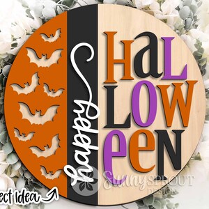 Halloween Laser Sign Bundle 3, Digital Download, Round Door Hanger ...