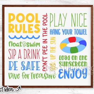Pool Rules Word Art Sign, Digital Download, Cricut SVG Cut File ...