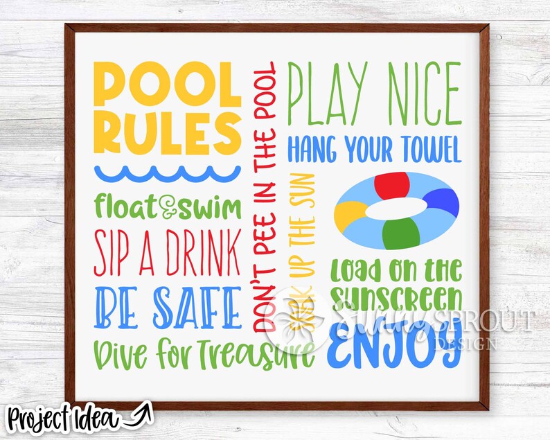 Pool Rules Word Art Sign Digital Download Print File | Etsy