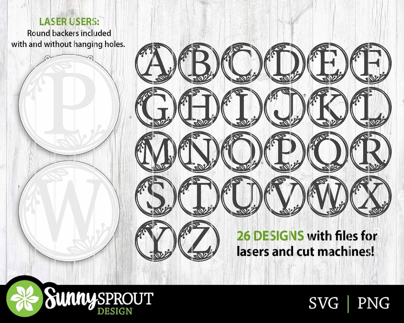 Family Initial Monogram Sign, 26 Letters, Round Door Sign Svg ...