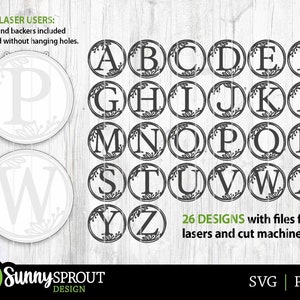 Family Initial Monogram Sign, 26 Letters, Digital Download, Round Door ...