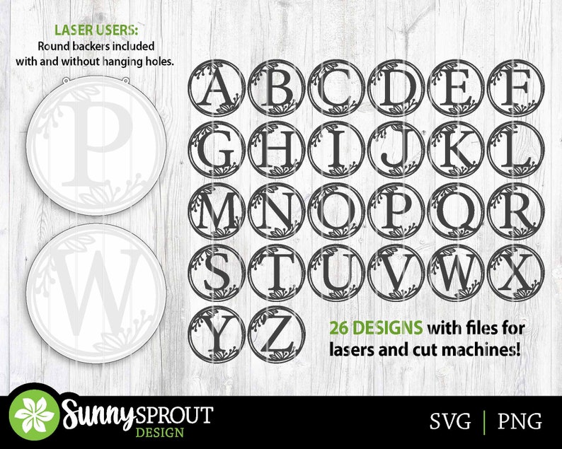 Family Initial Monogram Sign, 26 Letters, Digital Download, Round Door ...