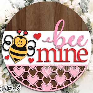 Bee Mine Honeycomb Heart Sign, Digital Download, Round Door Hanger Svg, Glowforge Laser Cut File ...