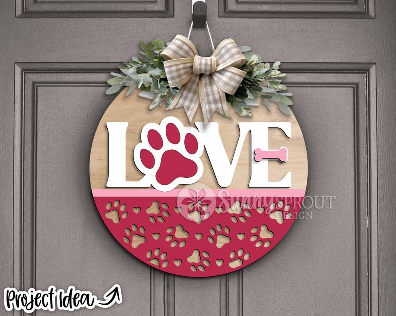 Love Paw Print Heart Bone Sign, Digital Download, SVG Laser Cut File ...