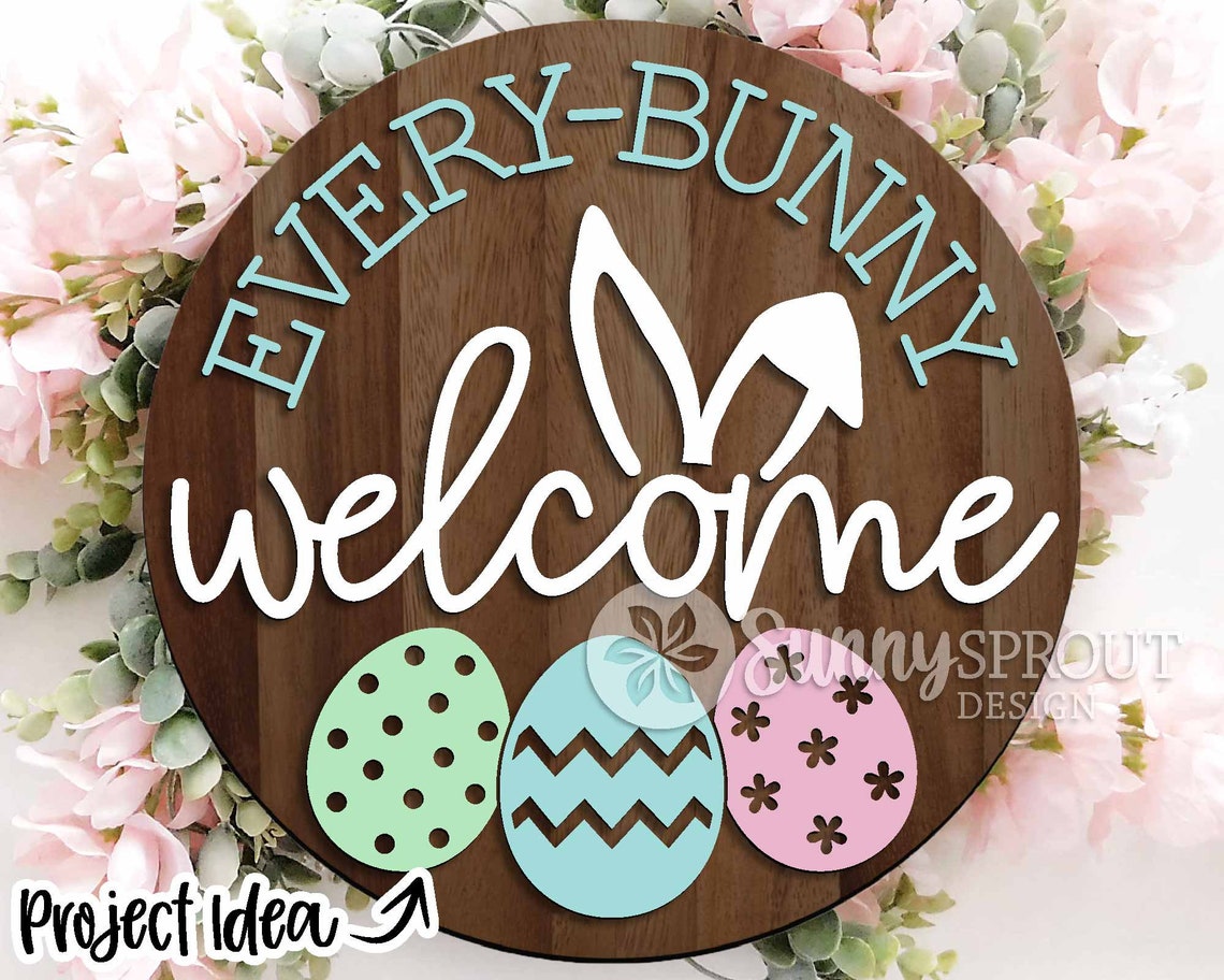 Every-bunny Welcome Sign Digital Download Round Door Hanger - Etsy
