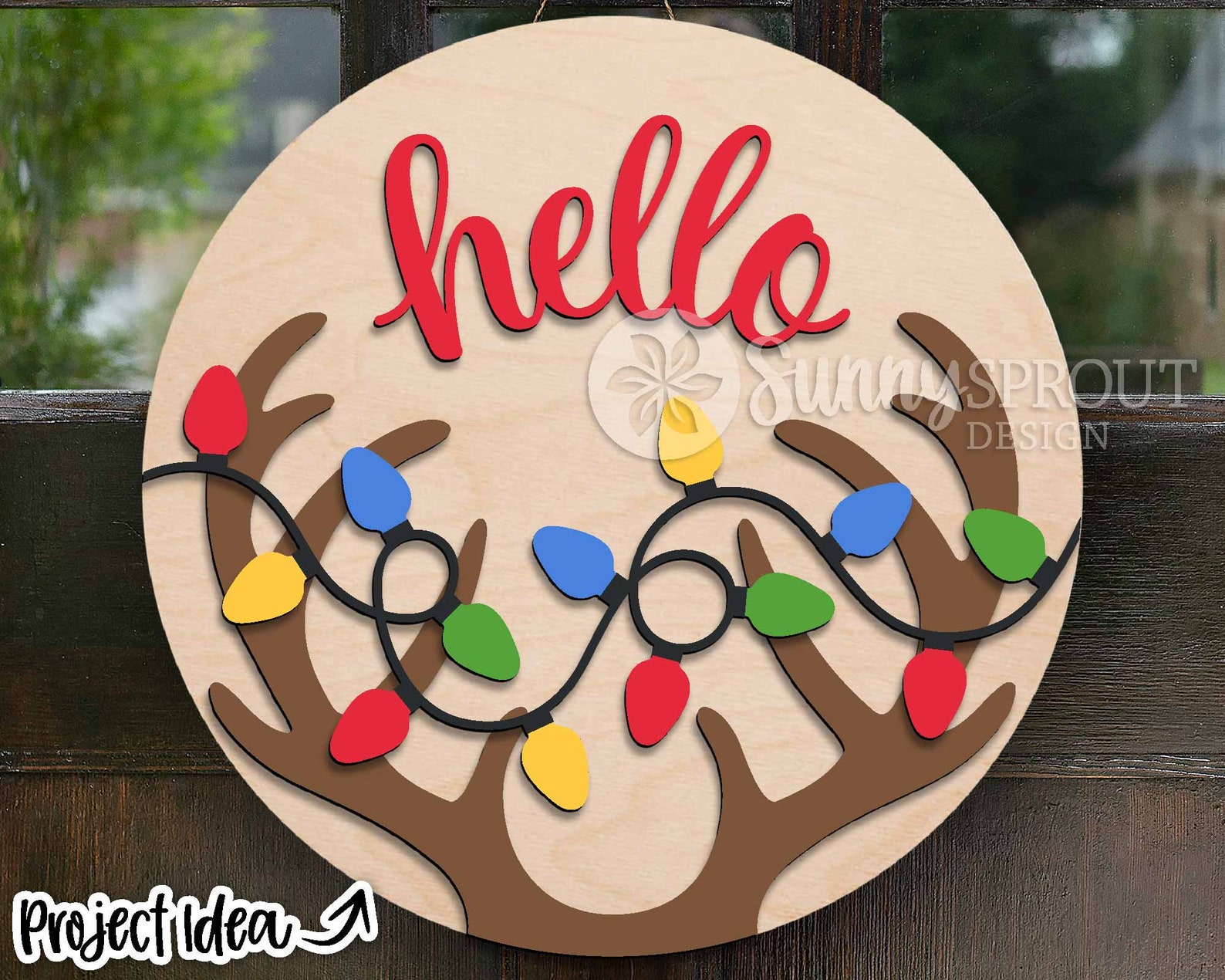 Hello Reindeer Lights Sign DIGITAL Download Round Door - Etsy