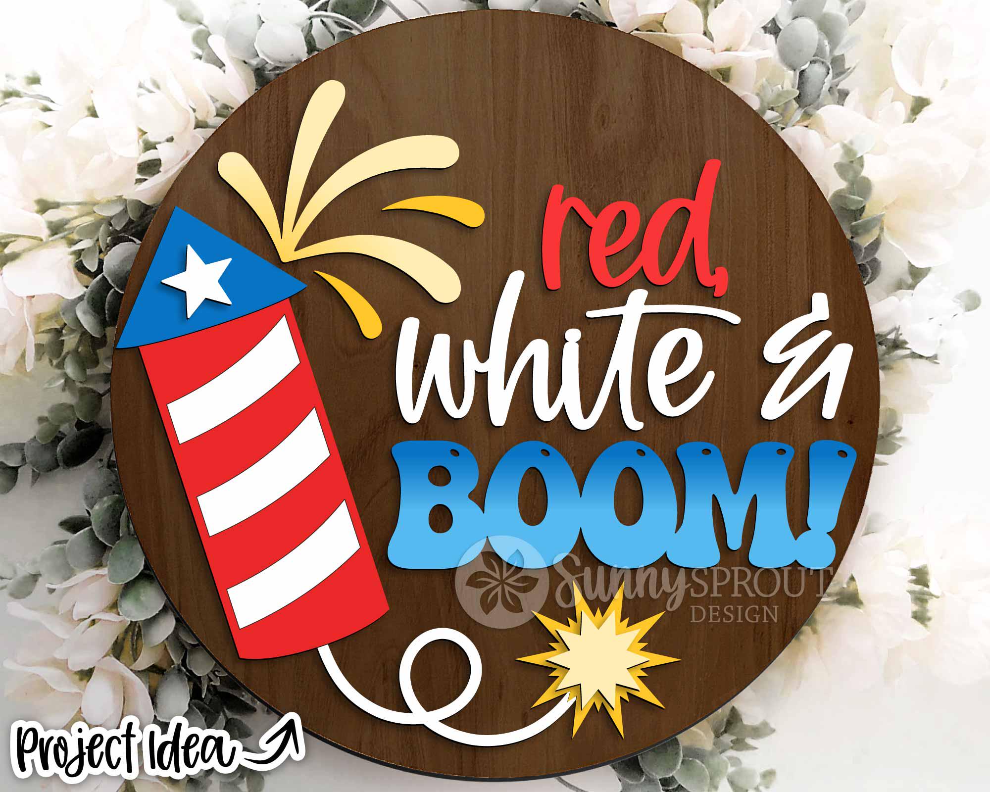 Red, White & Boom Firecracker Sign | Digital Download | SVG Laser Cut ...