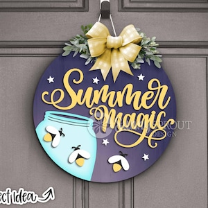 Summer Magic Firefly Sign, Digital Download, Round Door Hanger Svg ...