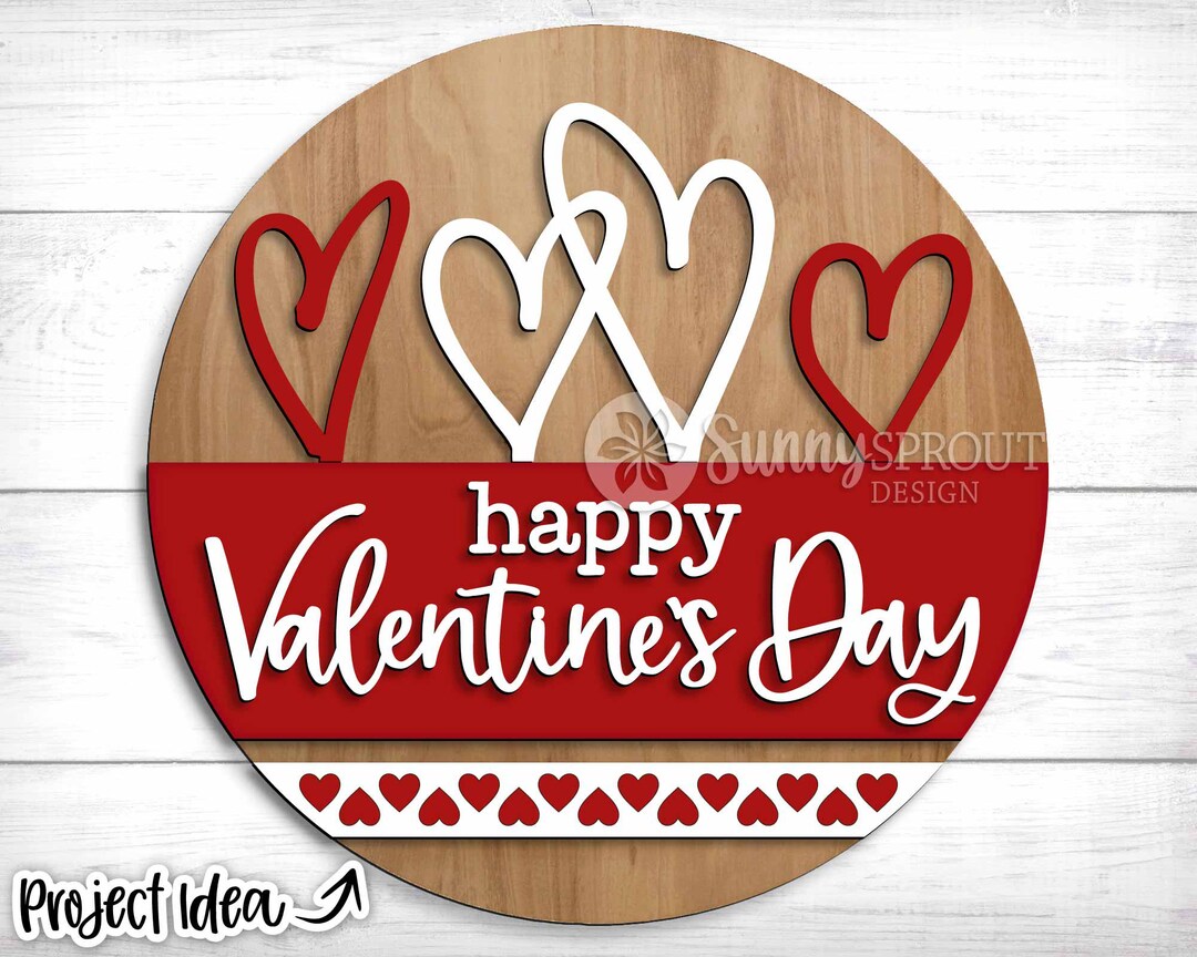 Happy Valentine's Day Heart Sign, Digital Download, Round Door Hanger ...