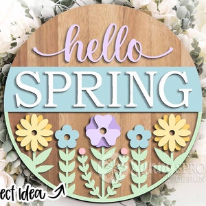 Spring Sign Bundle 2, DIGITAL Download, Round Door Hanger Svg ...