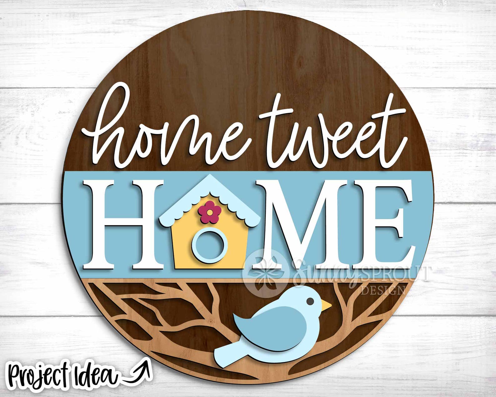 Home Tweet Home Bird House Sign, Round Door Hanger Svg, Glowforge Laser ...