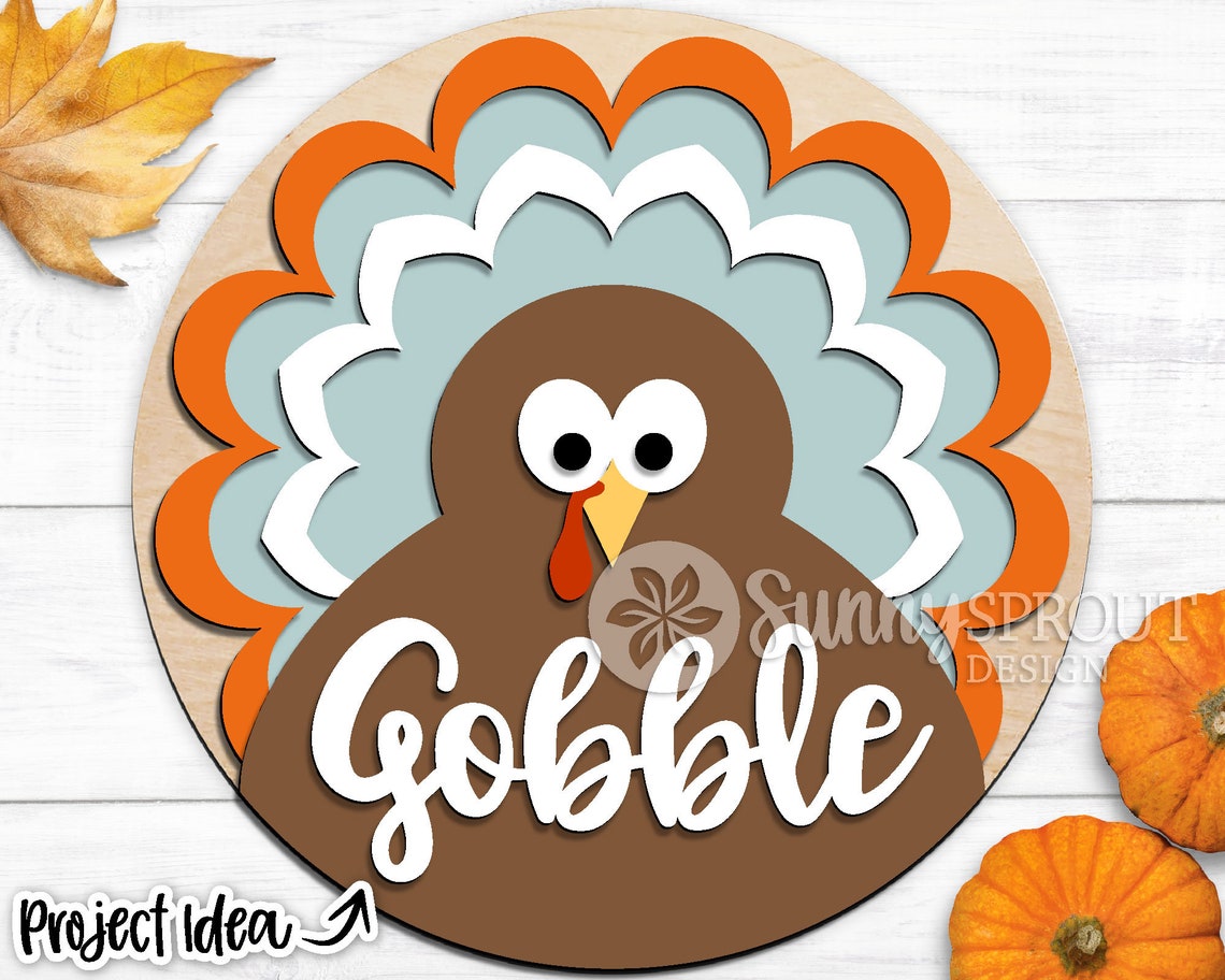 Gobble Turkey Sign Digital Download Round Door Hanger Svg - Etsy