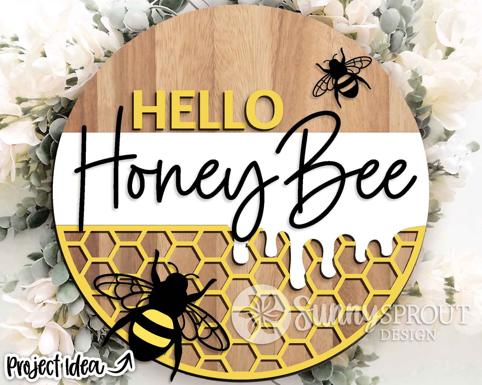 Hello Honey Bee Sign Digital Download Round Door Hanger - Etsy