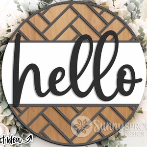 Hello Geometric Welcome Sign, Digital Download, Round Door Hanger Svg ...